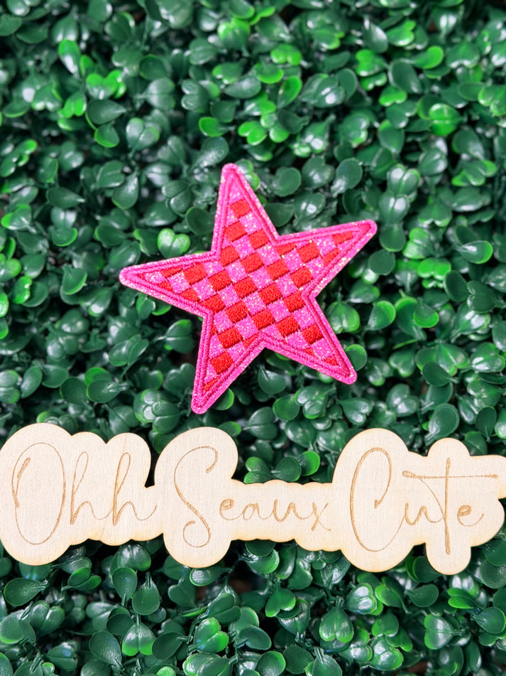 3” Pink/Red Checkered Star – Ohhseauxcute